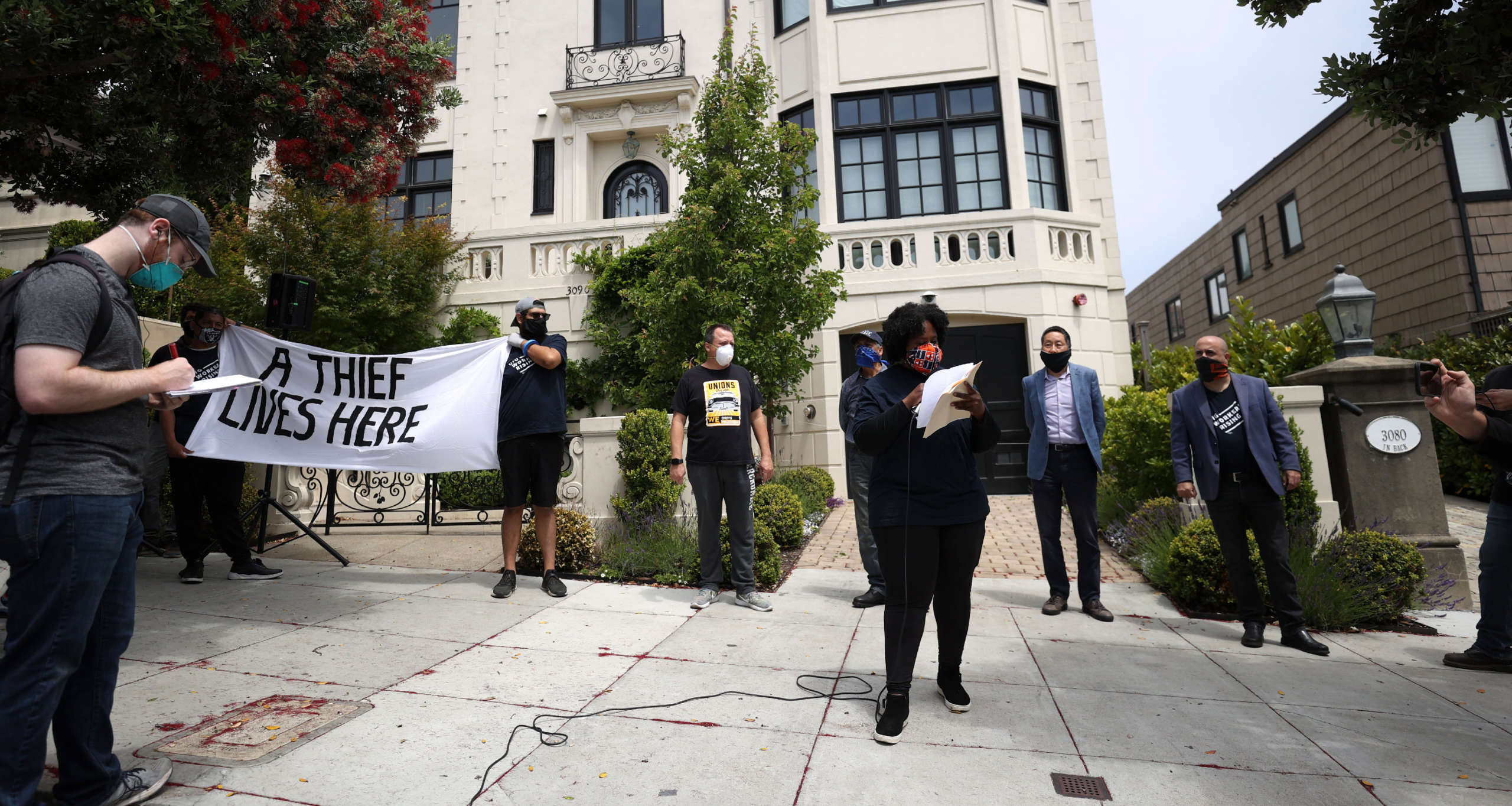Uber Drivers Protest Outside CEO’s Home to Demand Labor Protections ...