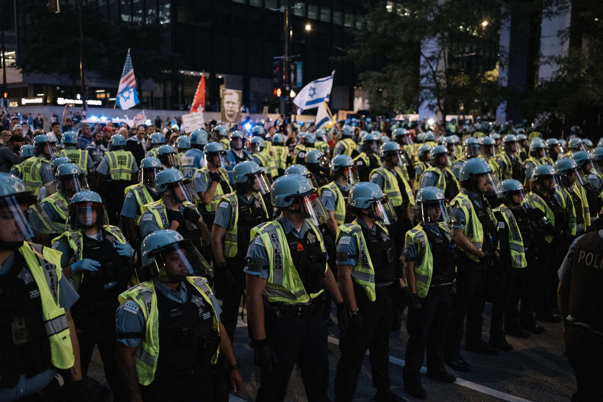Hundreds of Police Smother Palestine Solidarity Protests Outside DNC ...