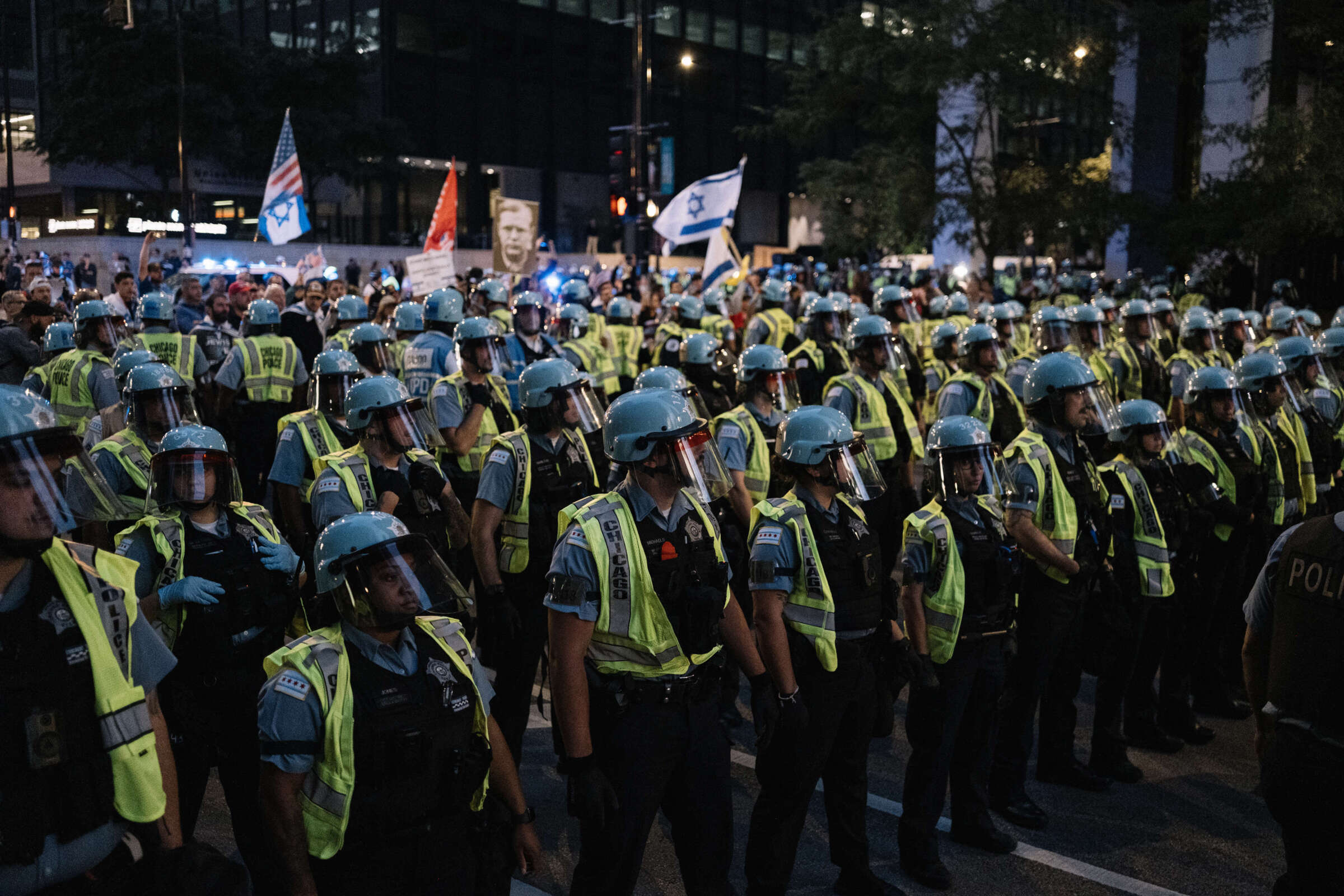 Hundreds of Police Smother Palestine Solidarity Protests Outside DNC ...