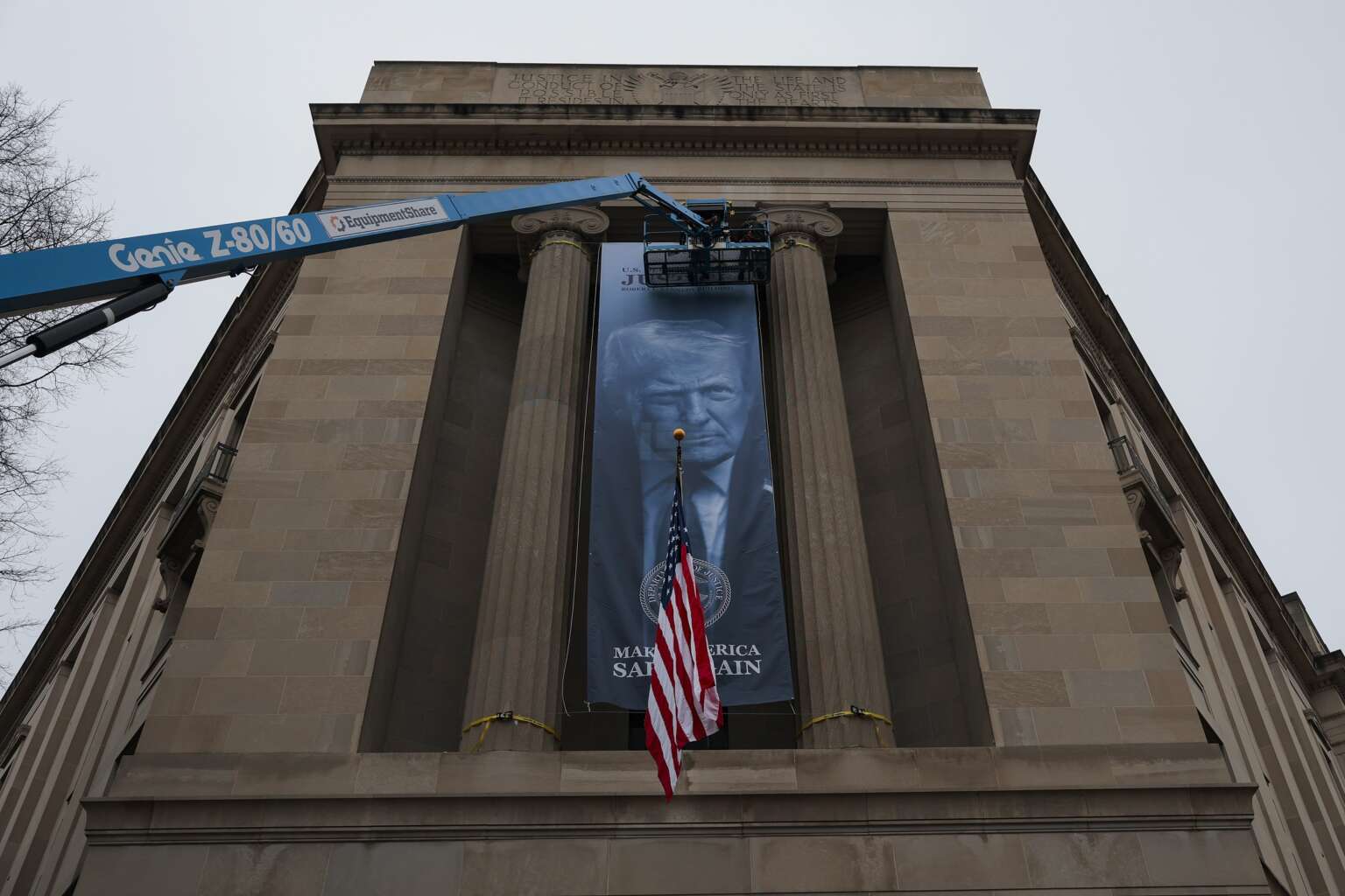Trump Banner Hung Outside DOJ Headquarters Prompts Outrage From Legal ...