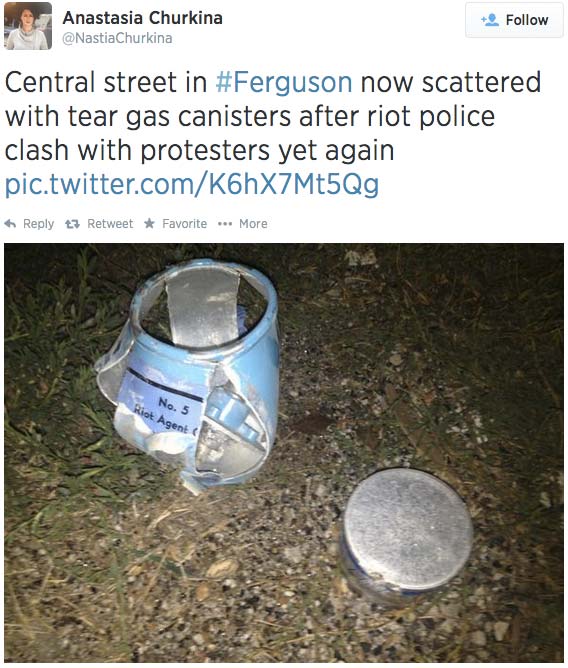 Police in Ferguson Are Firing Tear Gas Canisters Manufactured During ...